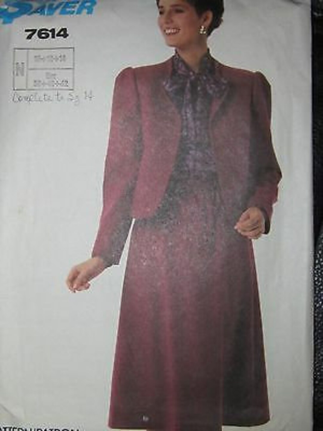 7614 Vintage Simplicity Sewing Pattern Misses Skirt & Lined Jacket 10 ...