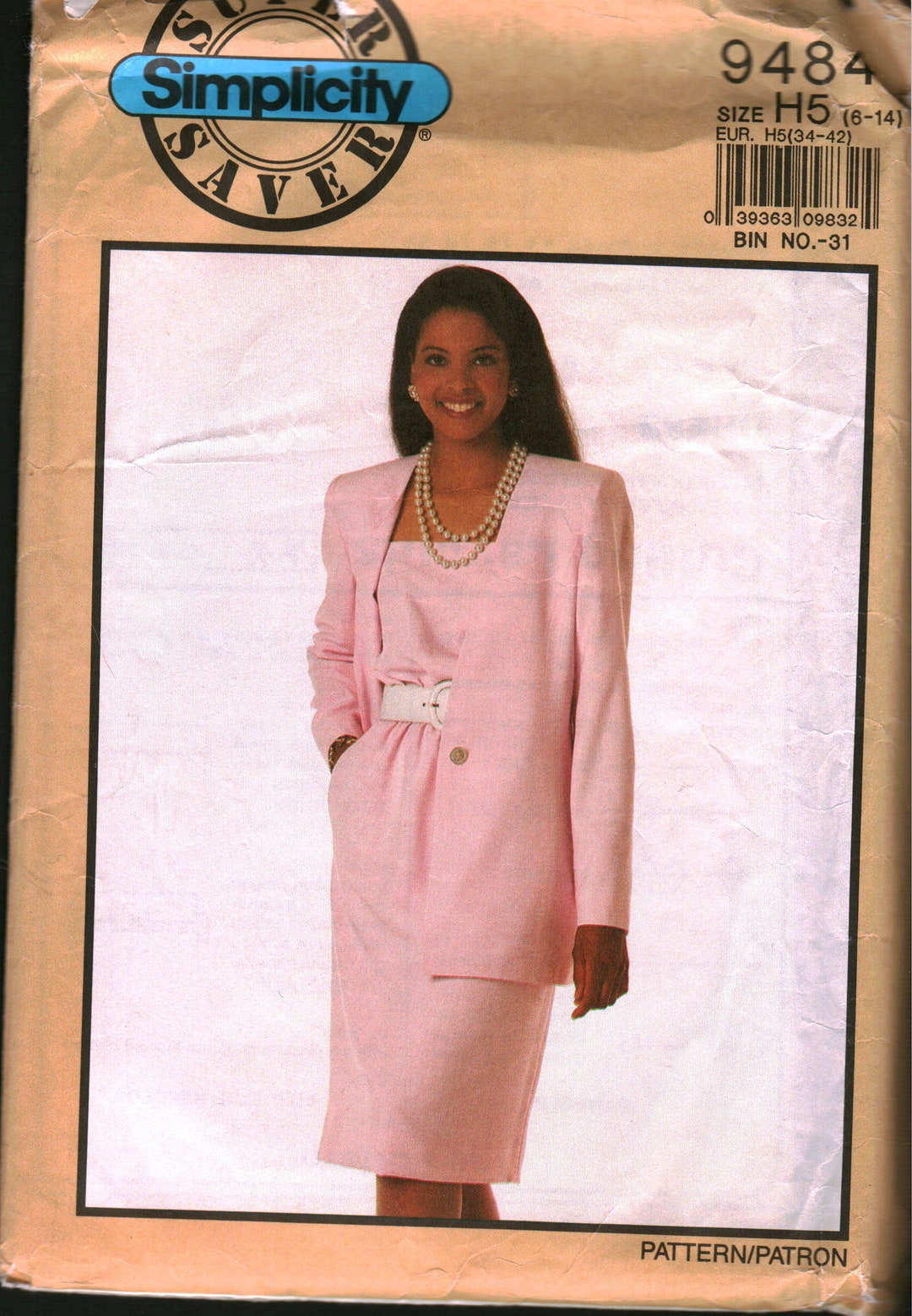 9484 VINTAGE Simplicity SEWING Pattern Misses' Dress Lined Jacket Uncut ...