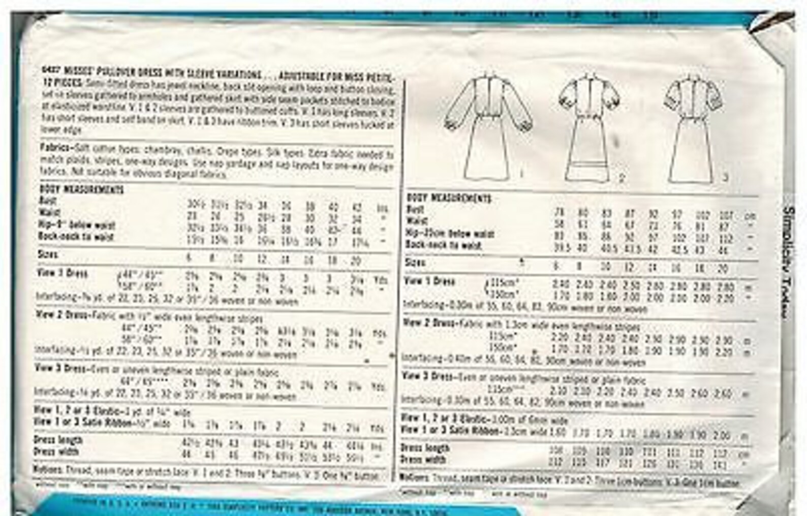 6437 Vintage Simplicity Sewing Pattern Misses Pullover Dress - Etsy