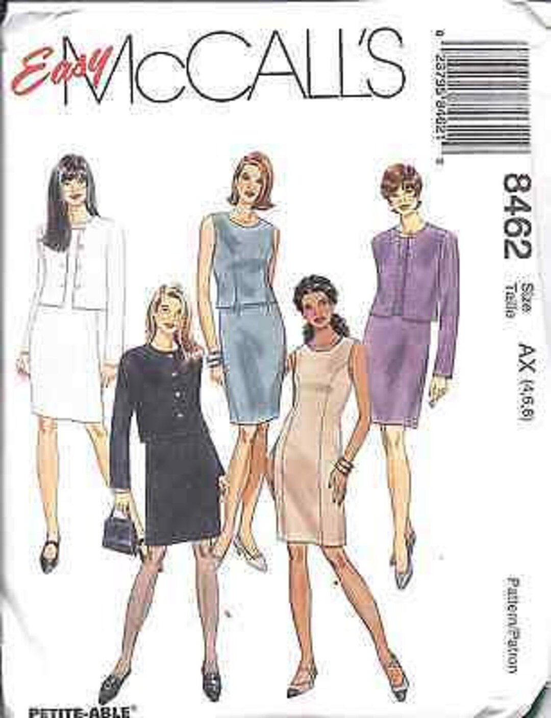 8462 UNCUT Mccalls SEWING Pattern Misses Unlined Dress Top Jacket Skirt ...