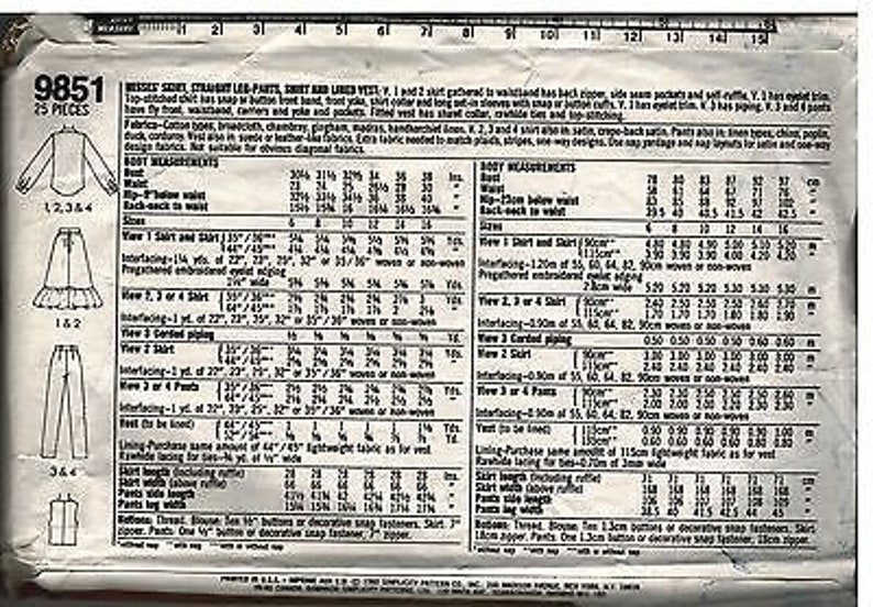 9851 Vintage Simplicity Sewing Pattern Misses Skirt Straight - Etsy
