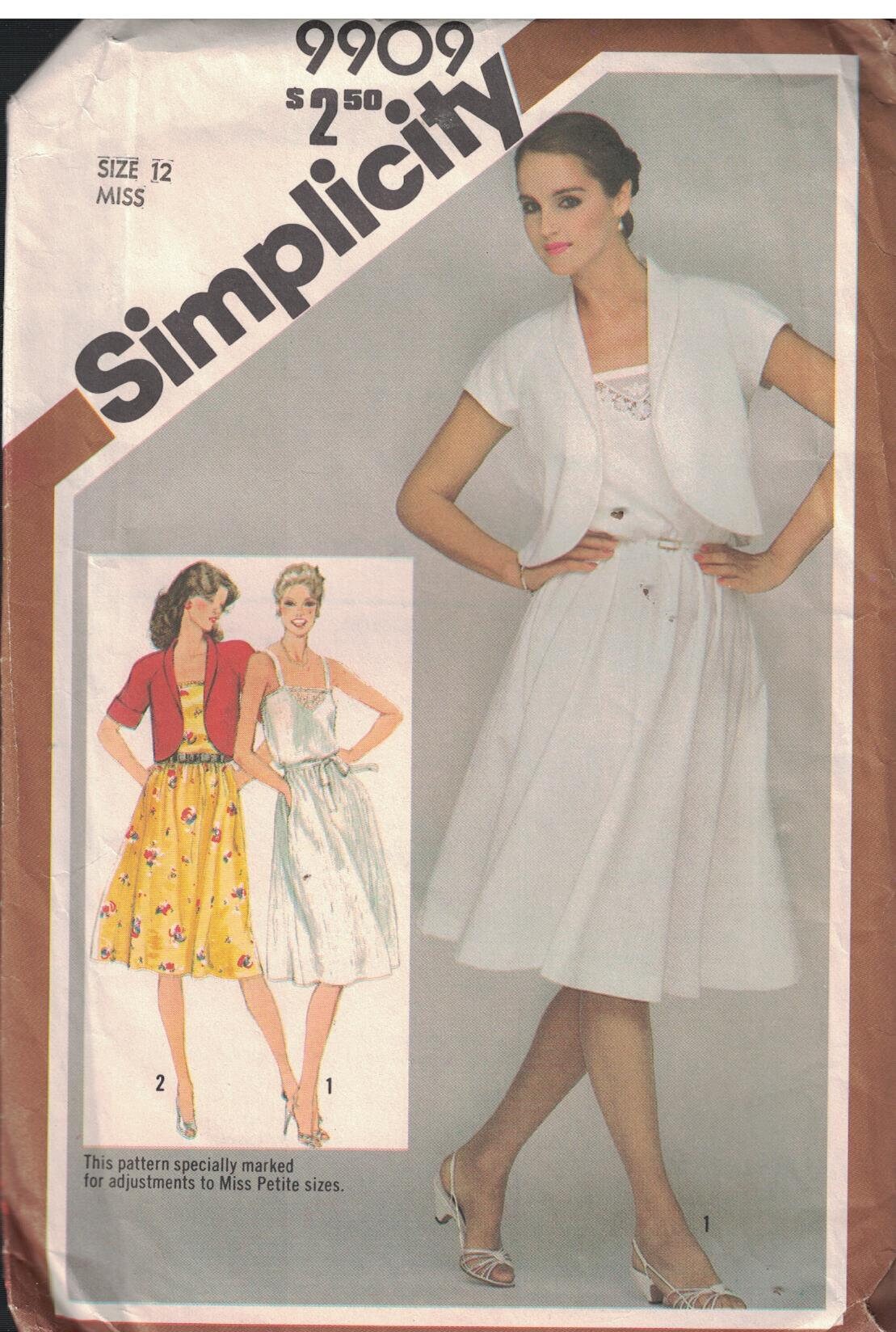9909 VINTAGE Simplicity SEWING Pattern Misses Sundress Bolero Summer ...