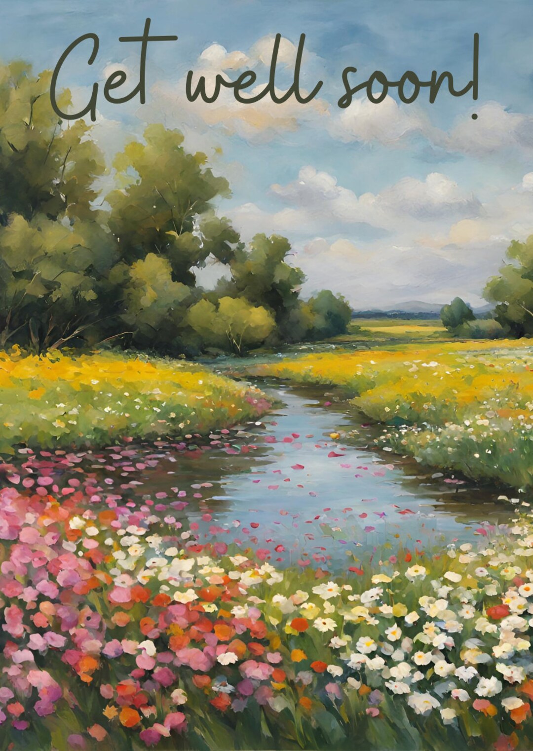 Get Well Soon Digital File Download - Printable Card Yellow White Pink ...