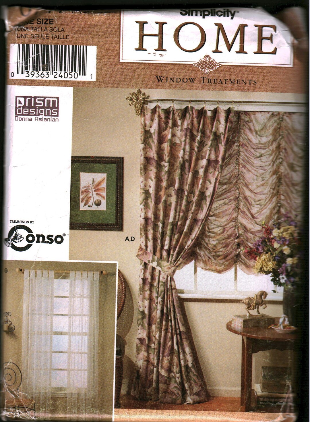 0711 UNCUT Simplicity Sewing Pattern Window Treatments Shades Valance ...