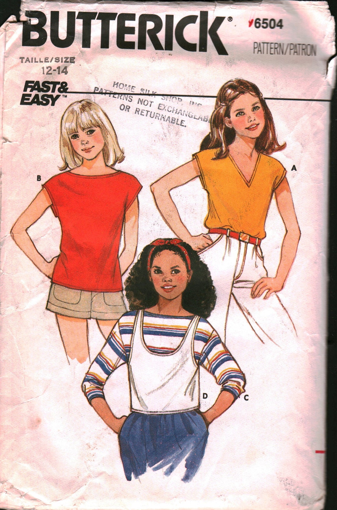 6504 Butterick Vintage SEWING Pattern Girls' Tops OOP - Etsy