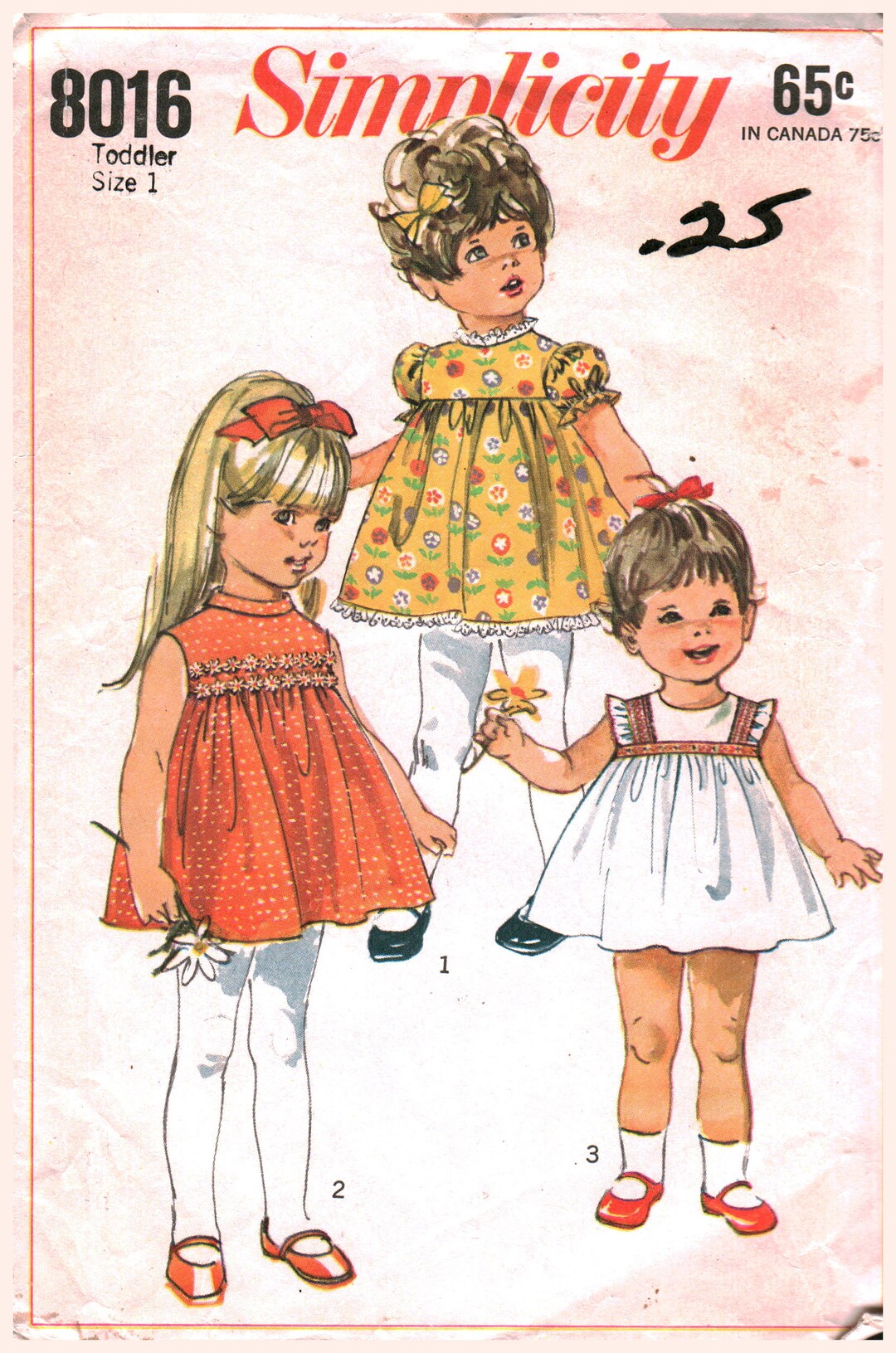 8016 Vintage Simplicity Pattern Toddler Girls Dress SEWING CUT - Etsy