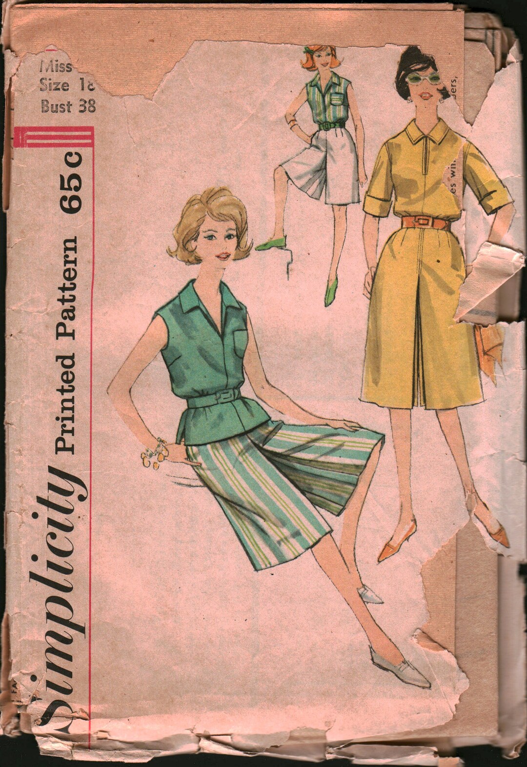 3866 Vintage Simplicity Pattern Misses Culottes Two Lengths Blouse ...