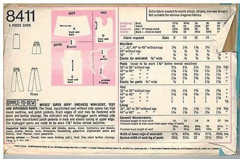 8411 Vintage Simplicity Sewing Pattern Misses Jiffy 1 Piece - Etsy