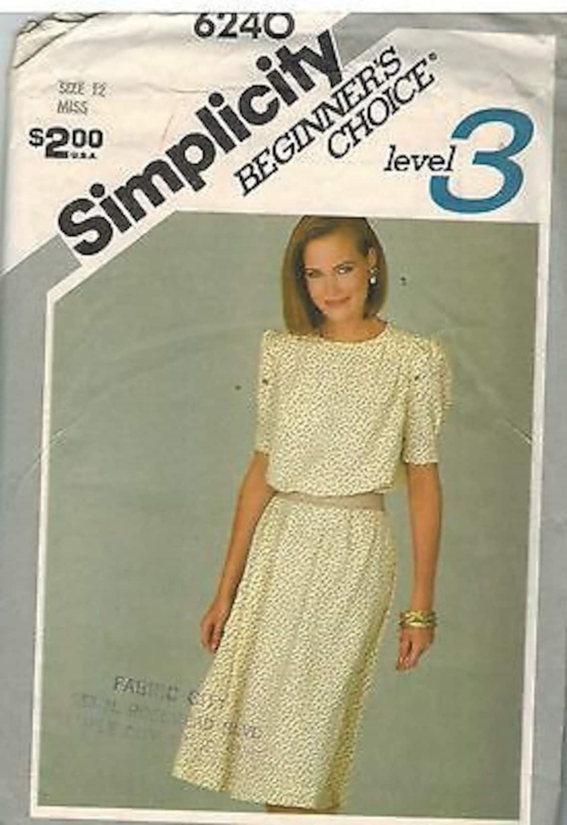 6240 Vintage Simplicity Sewing Pattern Misses Dress Back - Etsy