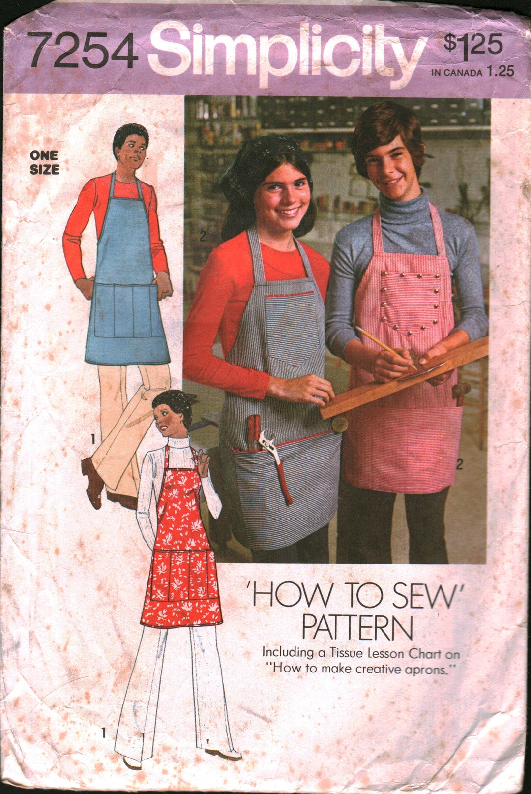 7254 Simplicity Vintage SEWING Pattern Mens Misses Apron Barbecue Chef ...