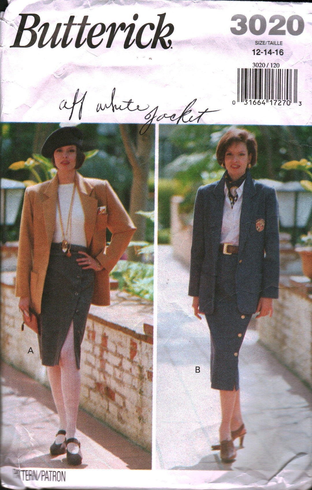 3020 Butterick Vintage SEWING Pattern Misses' Jacket Skirt OOP - Etsy