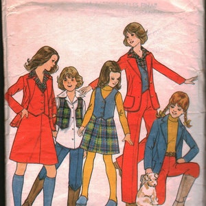 4989 Butterick Vintage SEWING Pattern Girls' Vest Jacket Skirt Pants ...