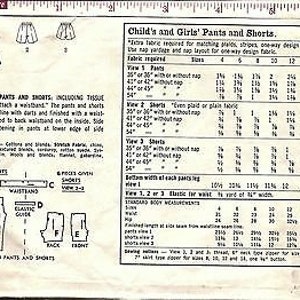 5464 Simplicity Vintage Sewing Pattern 1960's Girls Pants Shorts How to ...