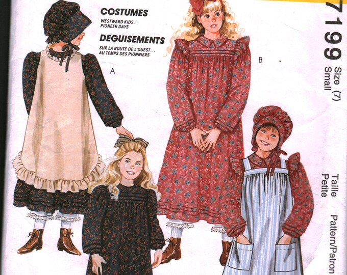 7199 Mccalls Vintage SEWING Pattern Girls Pioneer Costumes OOP Dress ...