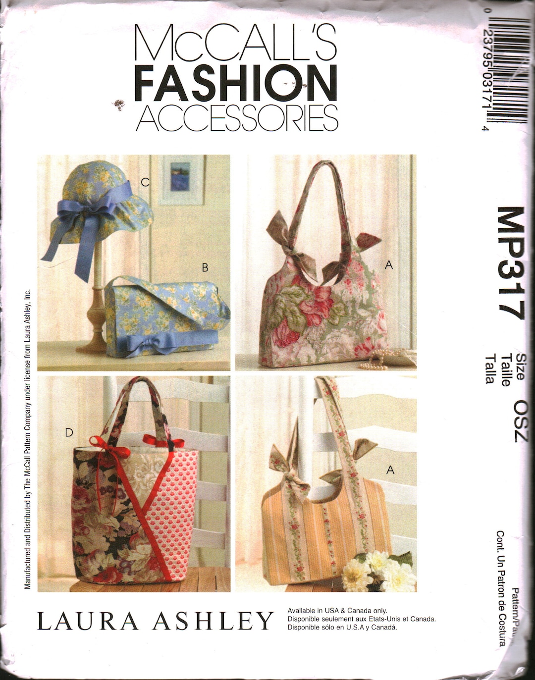 317 UNCUT Sewing Mccalls Craft Pattern Handbags Hat OOP - Etsy