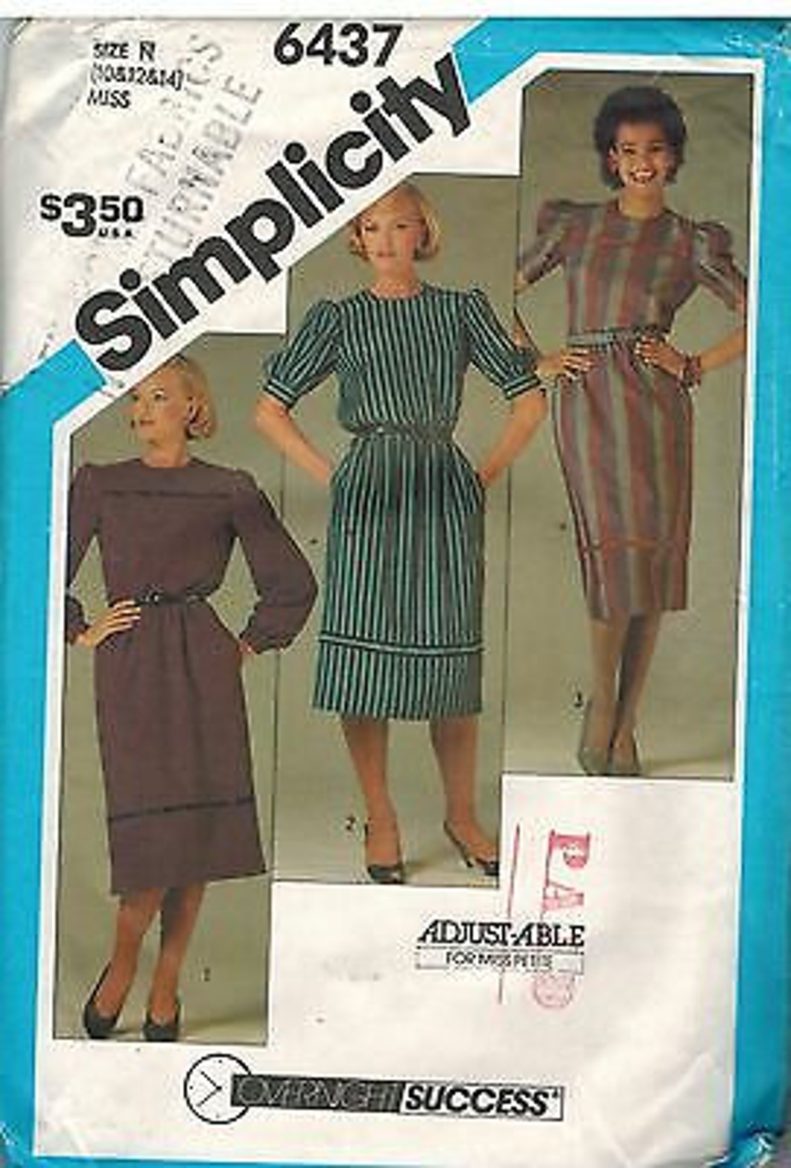 6437 Vintage Simplicity Sewing Pattern Misses Pullover Dress - Etsy