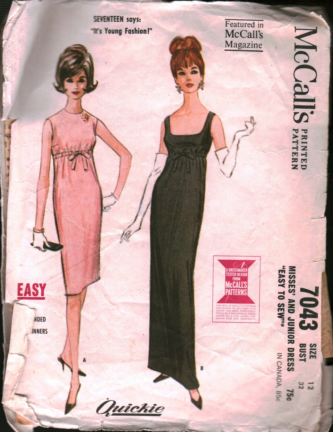 7043 Vintage Mccalls Pattern Misses Dress SEWING OOP - Etsy