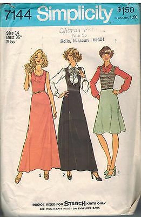7144 Vintage Simplicity Sewing Pattern Misses Dress Jumper | Etsy