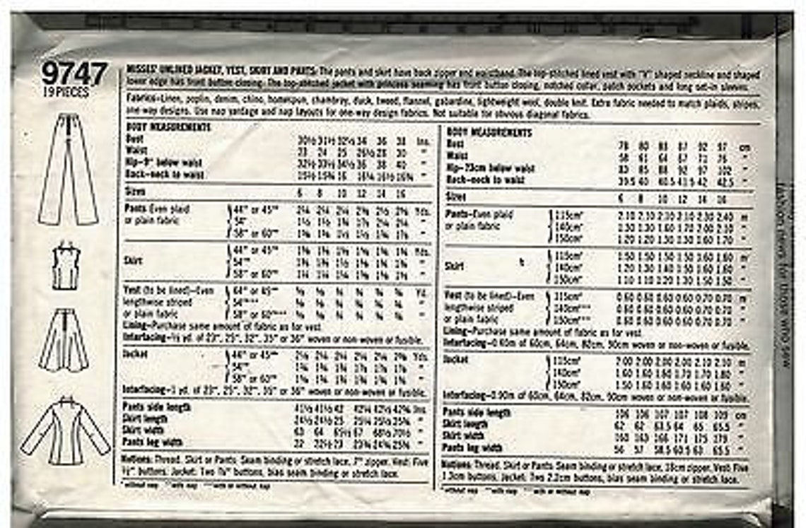 9747 UNCUT Simplicity SEWING Pattern Misses Unlined Jacket - Etsy