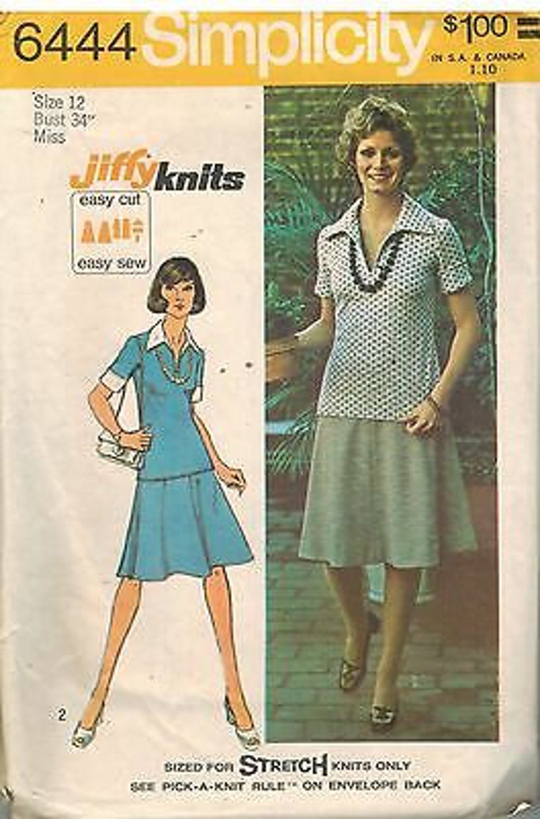 6444 Vintage Simplicity Sewing Pattern Misses Jiffy Knit Two Piece ...