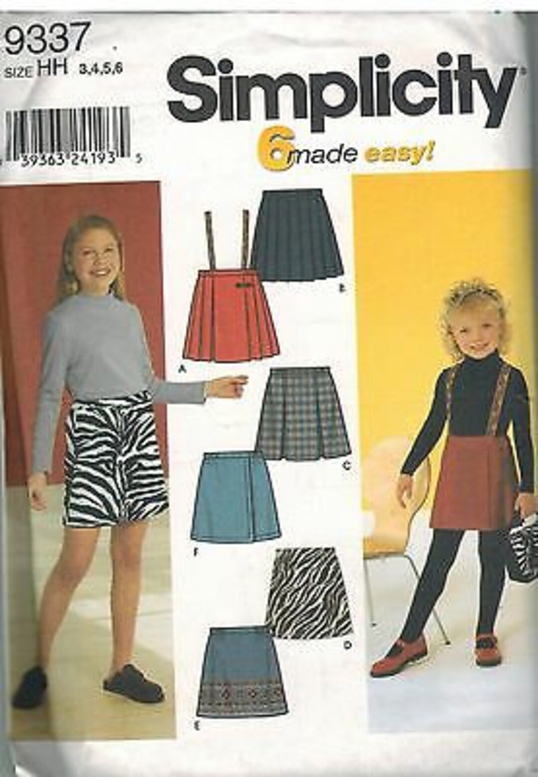 9337 Vintage Simplicity Sewing Pattern Girls Pull on Skirts 6 Easy ...