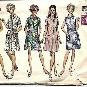 8285 Vintage Simplicity Sewing Pattern Misses 1960's A Line Dress Round ...