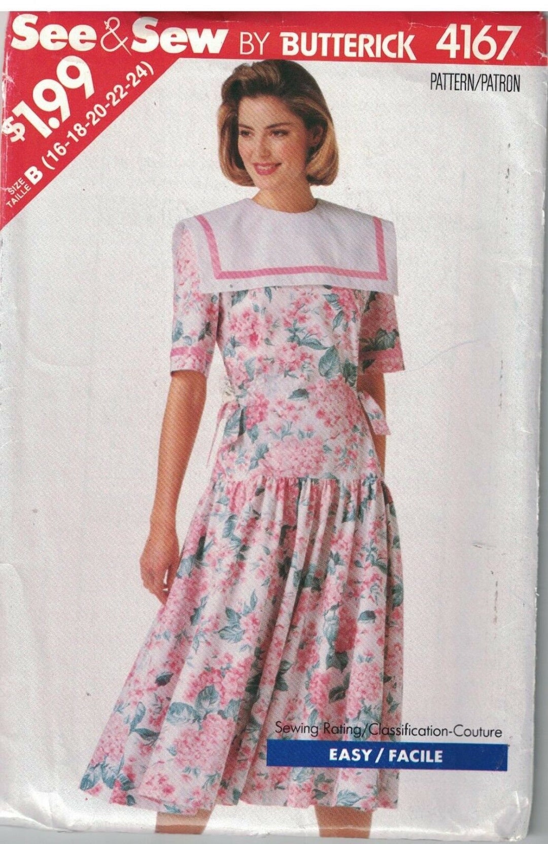 4167 UNCUT Vintage Butterick SEWING Pattern Misses Dress Below Mid Calf ...