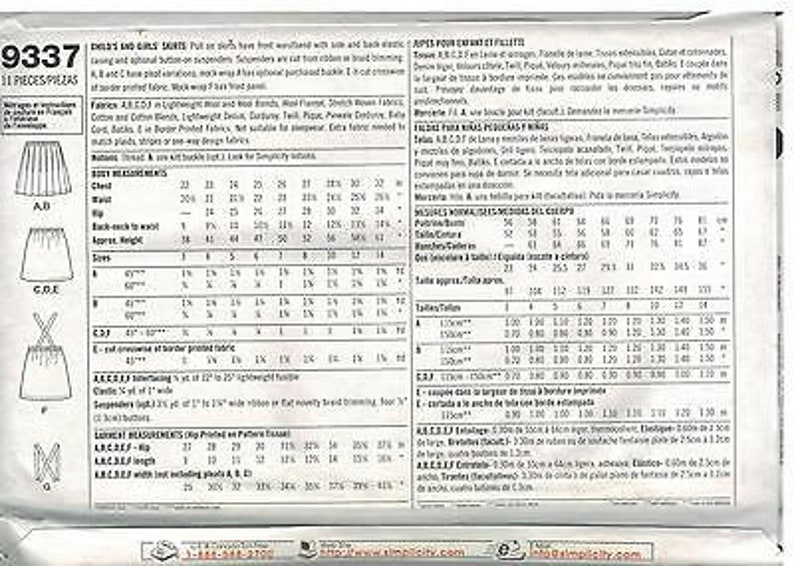 9337 Vintage Simplicity Sewing Pattern Girls Pull on Skirts 6 | Etsy