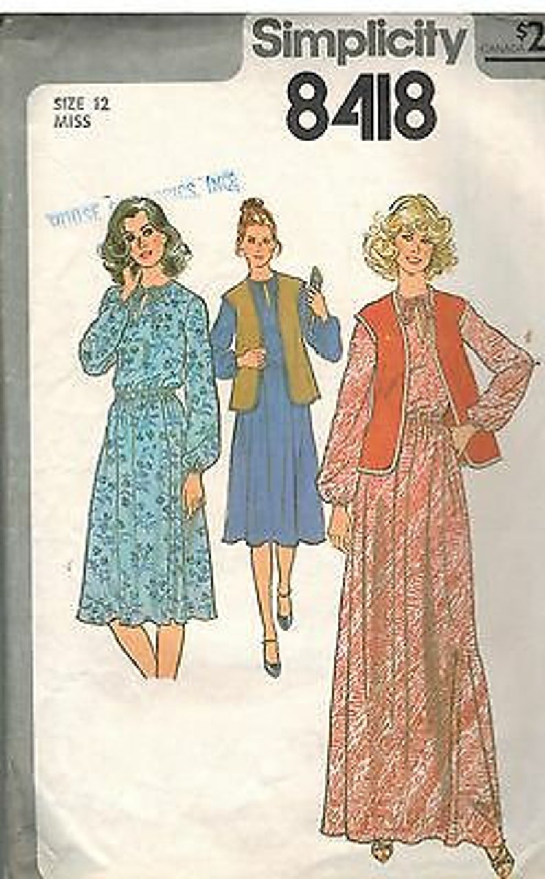 8418 Vintage Simplicity Sewing Pattern Misses Pullover Dress - Etsy