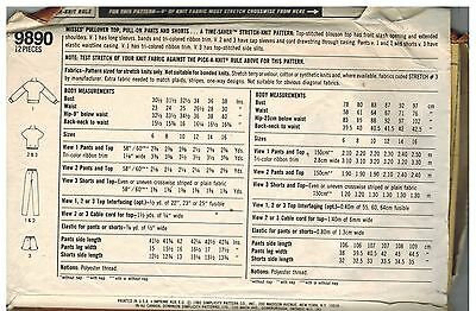 9890 Vintage Simplicity Sewing Pattern Misses Pullover Top - Etsy Canada