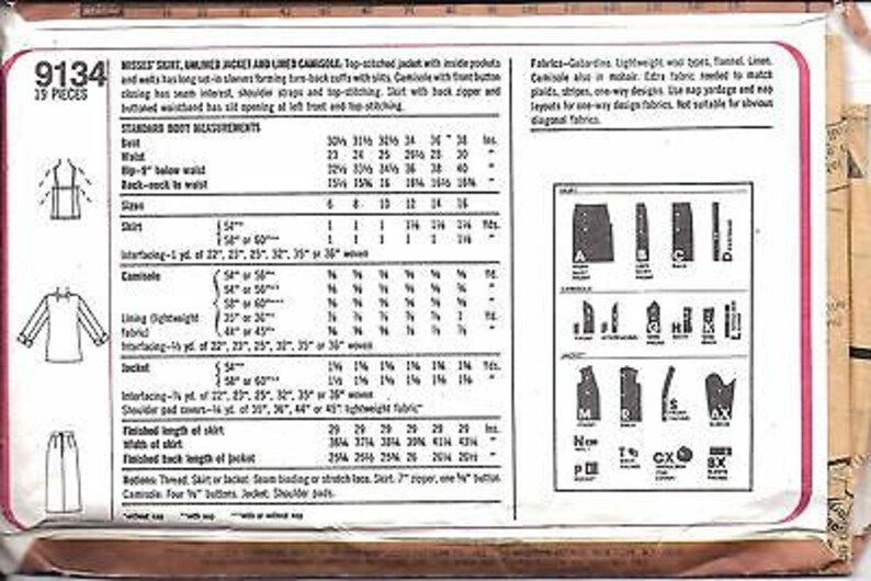 9134 Vintage Simplicity Sewing Pattern Misses Skirt Unlined Jacket ...