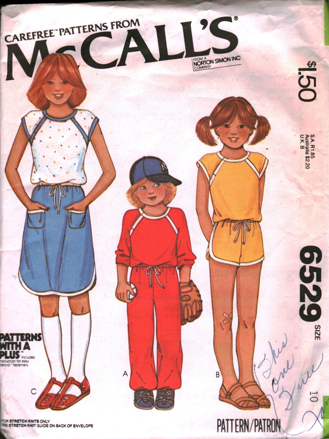 6529 Mccalls Vintage SEWING Pattern Childrens Tshirt Skirt Pants Shorts ...