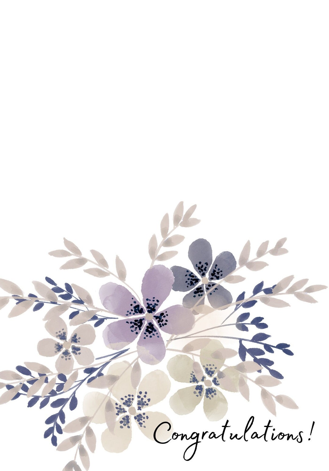 Congratulations Digital File Download - Printable Card Taupe Purple ...