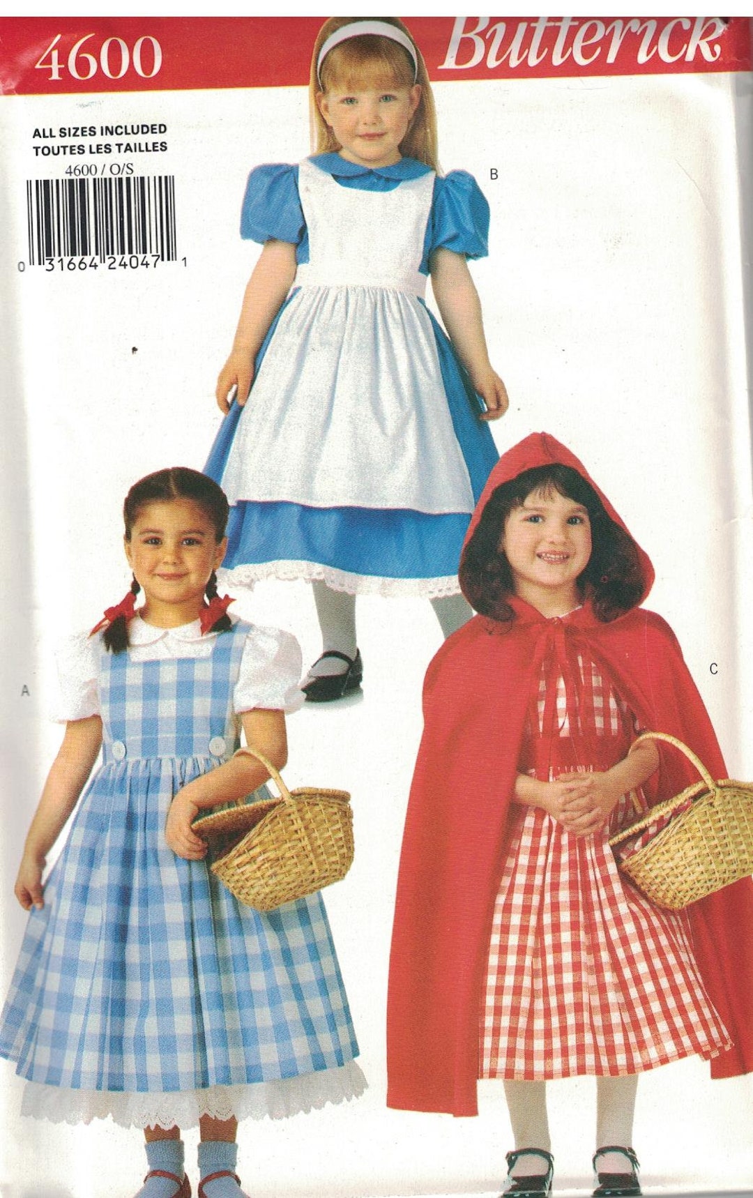 4600 UNCUT Vintage Butterick Sewing Pattern Girls Costume Dress ...