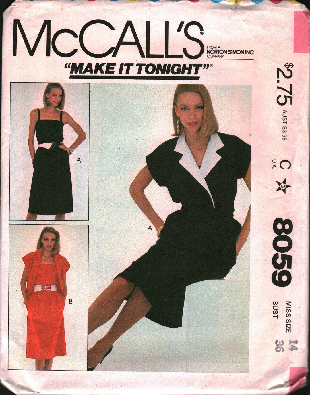 8059 Mccalls Vintage SEWING Pattern Misses Jacket Camisole Skirt Tie ...