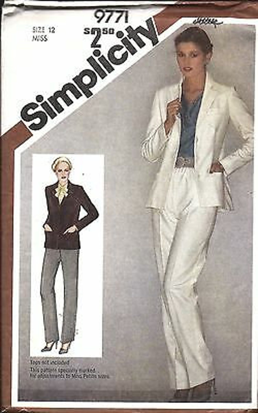 9771 Simplicity Vintage SEWING Pattern Misses Pants Fitted Lined Jacket ...