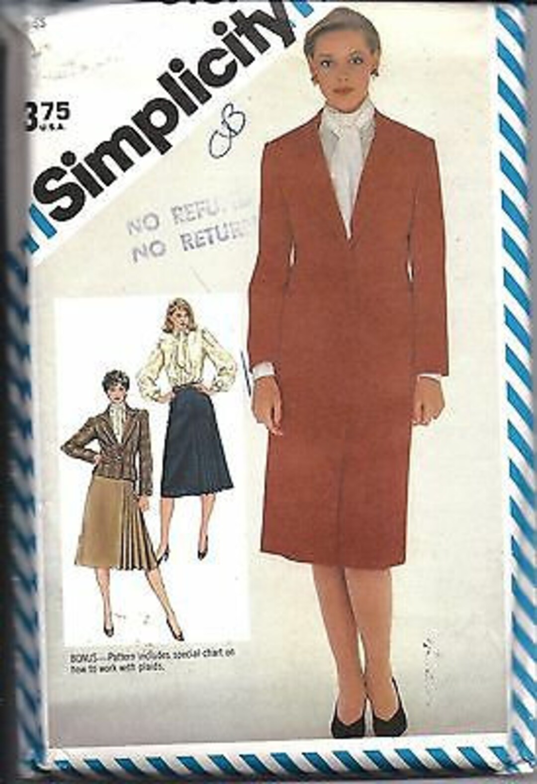 6187 Simplicity Vintage SEWING Pattern Misses Slim Skirt Blouse Lined ...