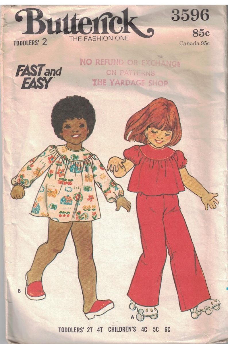 3596 Vintage Butterick SEWING Pattern Toddler Girls Loose - Etsy