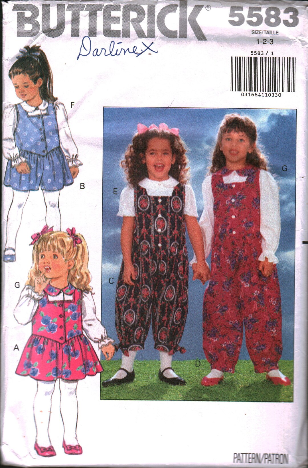 5583 Vintage Butterick SEWING Pattern Childrens' Jumper Jumpsuit Blouse ...