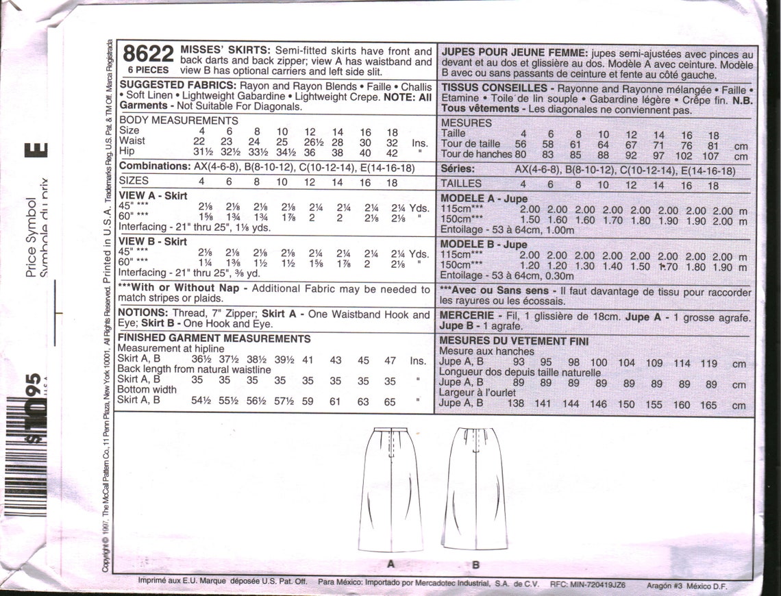8622 Vintage Mccalls Pattern Misses Skirts SEWING UNCUT 8 10 12 - Etsy
