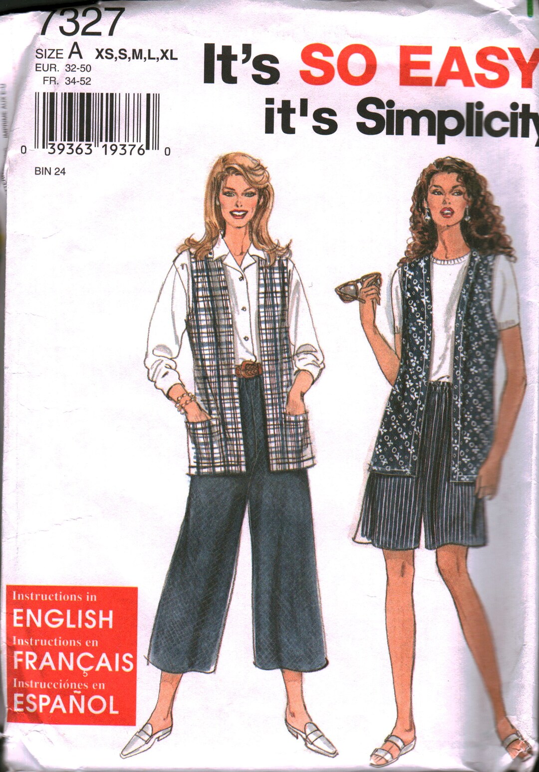 7327 Simplicity Vintage SEWING Pattern Misses' Split Skirt Vest OOP - Etsy