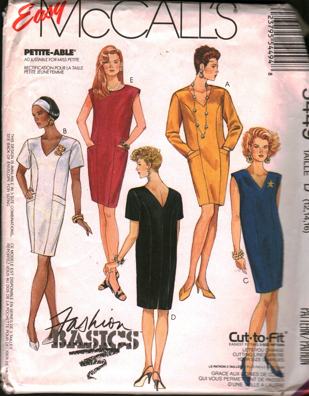 5449 UNCUT Mccalls Sewing Pattern Misses Loose Fitting Wedge Chemise ...