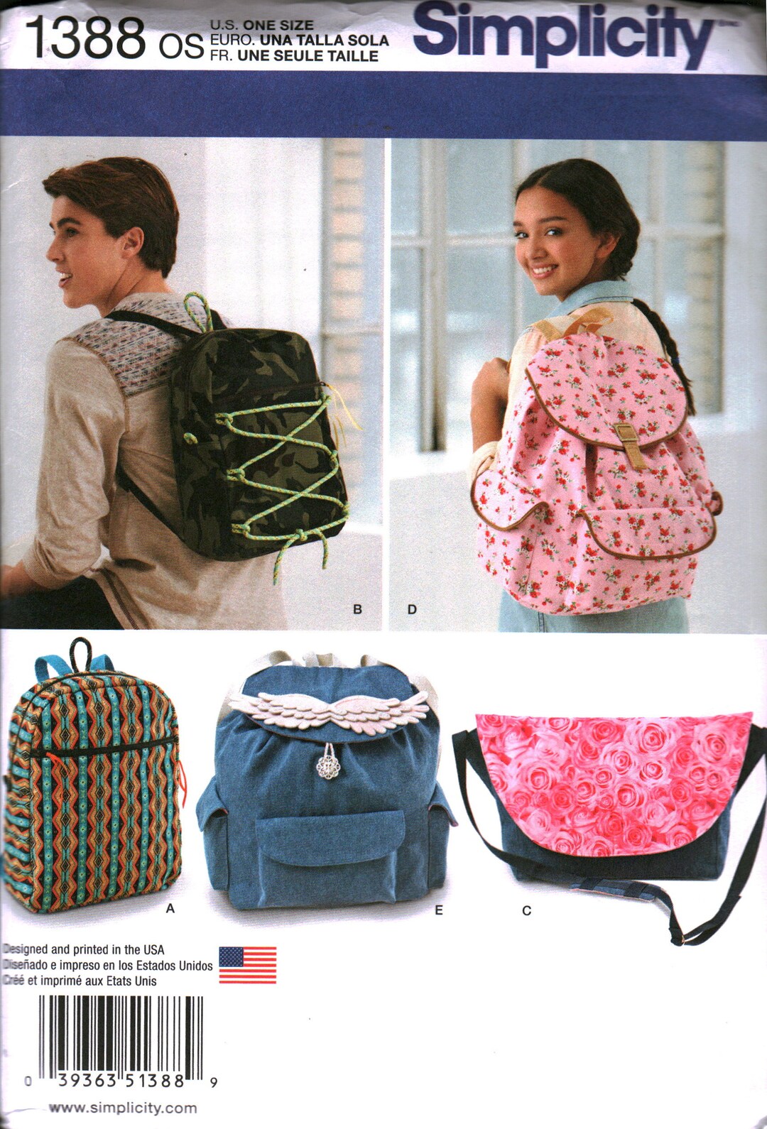 1388 UNCUT Simplicity SEWING Pattern Backpacks Messenger Bag OOP - Etsy