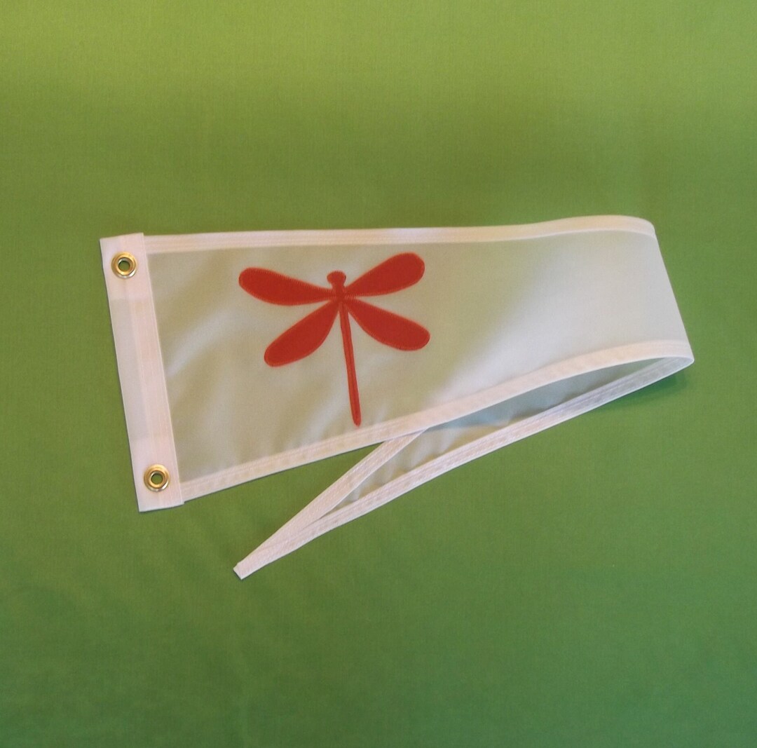 Dragonfly Boat Streamer Nautical White and Rust Flag OOAK Theflagchick ...