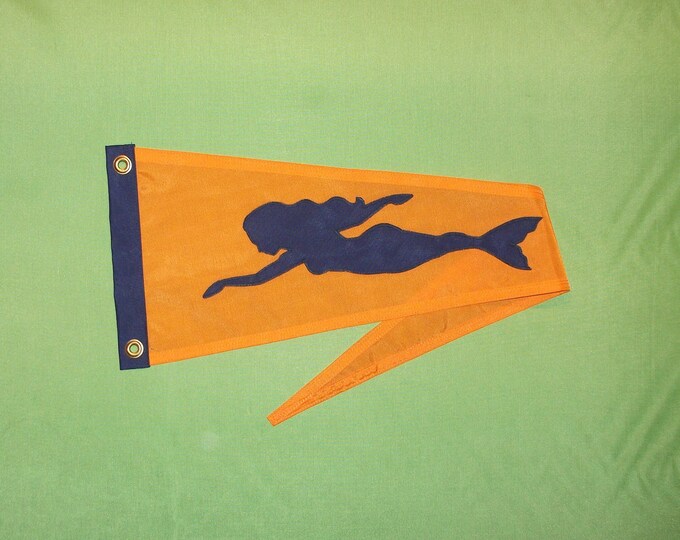Mermaid Boat Flag Nautical Red and Gold OOAK Gift for Her Theflagchick ...