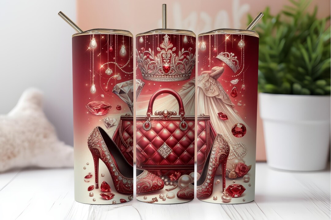 Glam Heels Tumbler Wrap: Red Purse, Crown Design (digital Download) - Etsy