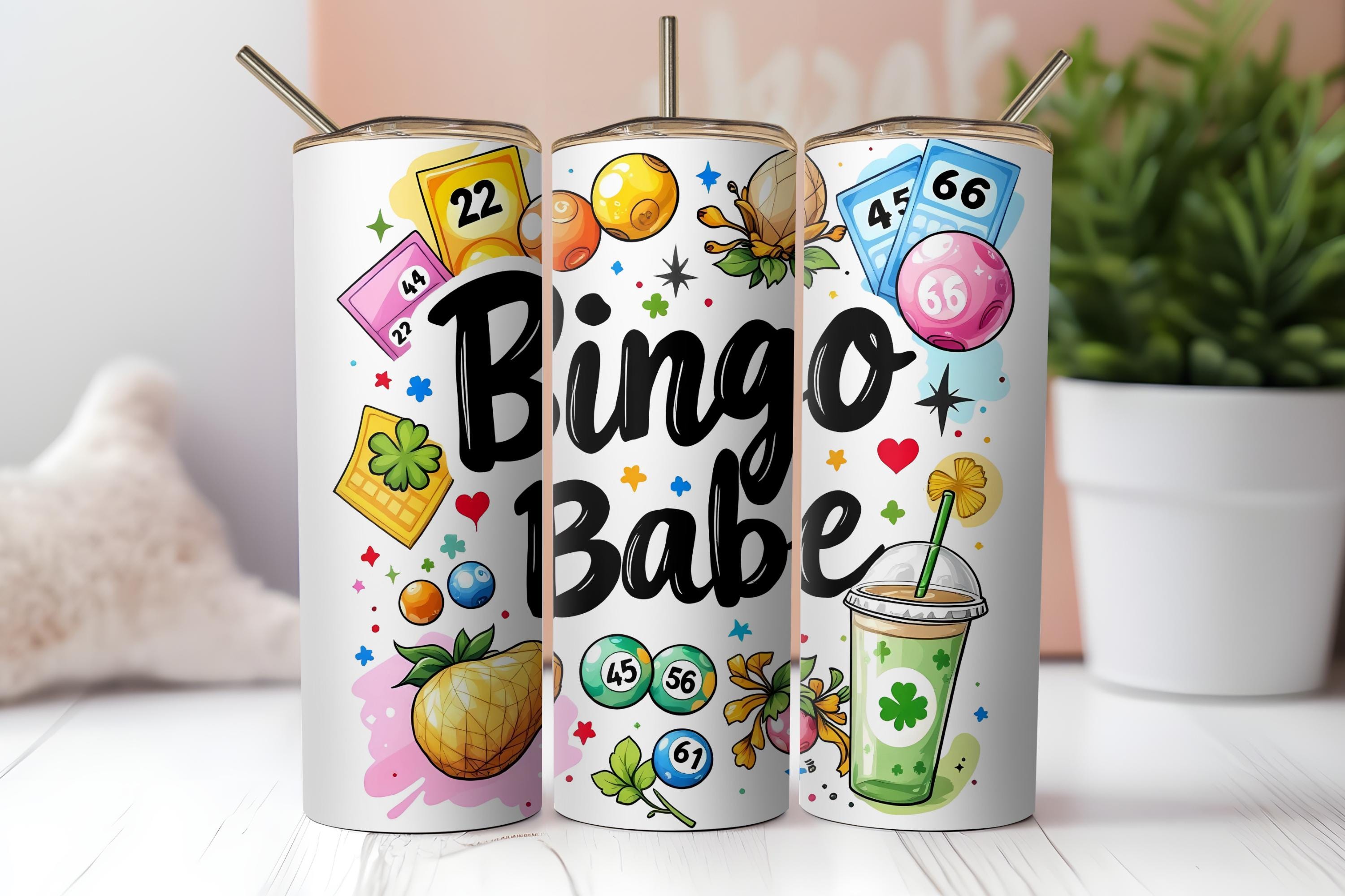 Bingo Babe Tumbler PNG, 20oz Skinny Tumbler Wrap, Digital Download, Bingo Lover Sublimation ...