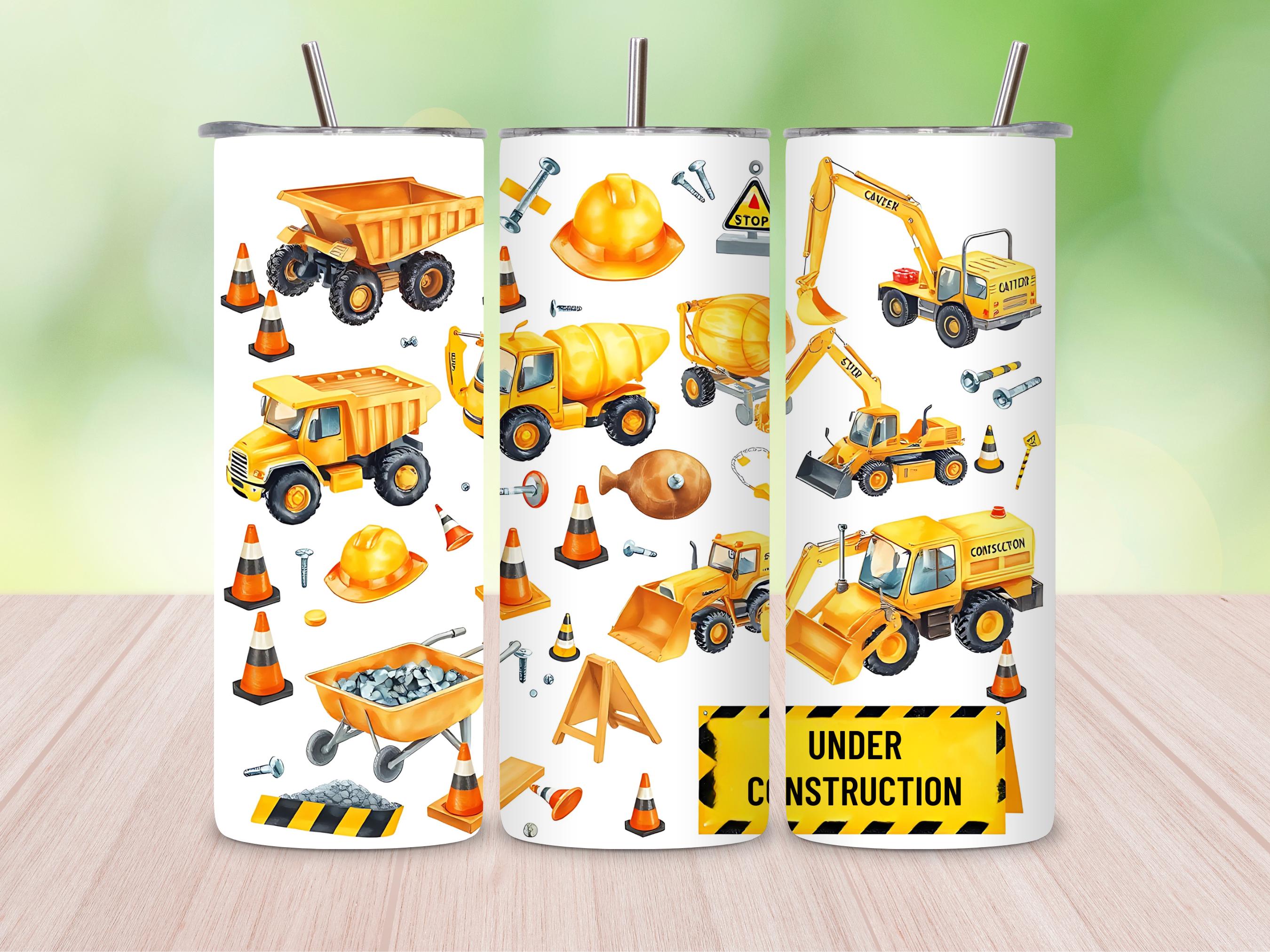 Construction Tumbler Wrap: Truck, Excavator PNG Design (digital File ...