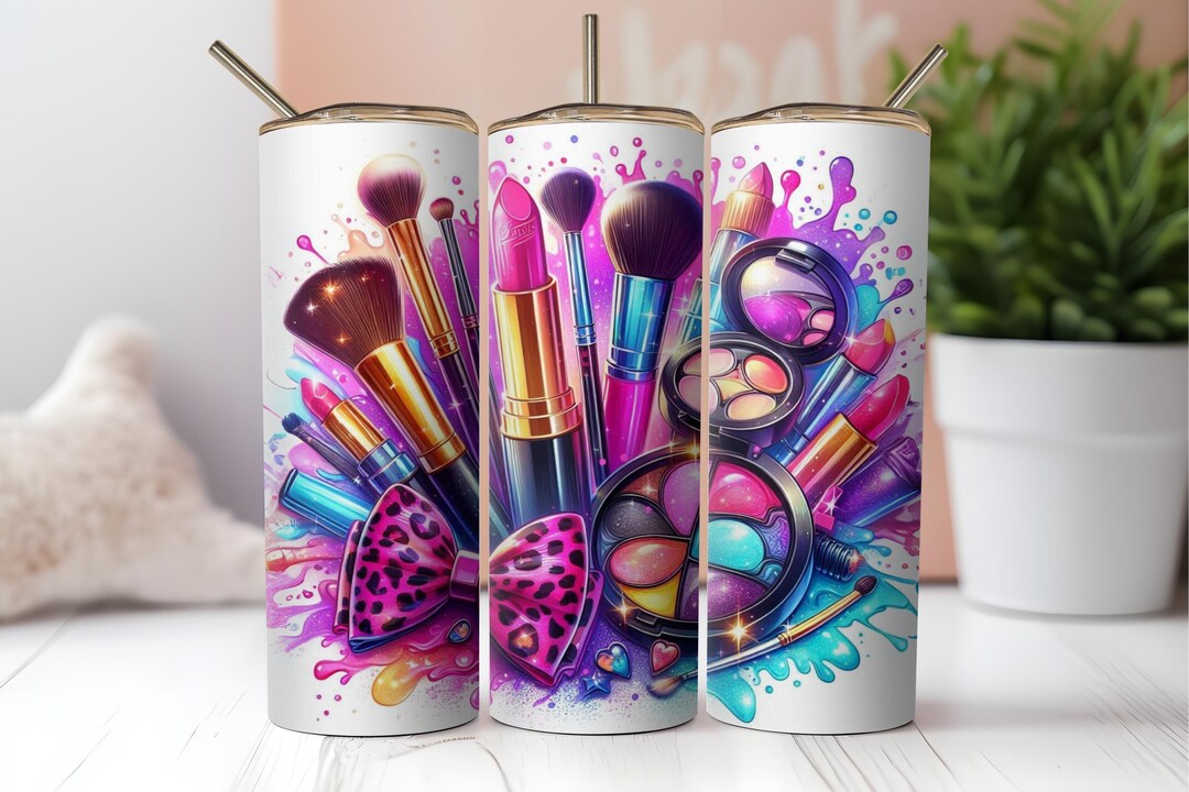 Makeup Brushes Tumbler Wrap, Lipstick 20 Oz Skinny Sublimation ...