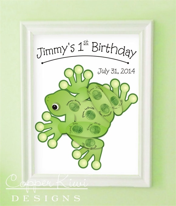 Frog Fingerprint Guest Book - Frog Birthday Party - Froggy Baby Shower ...